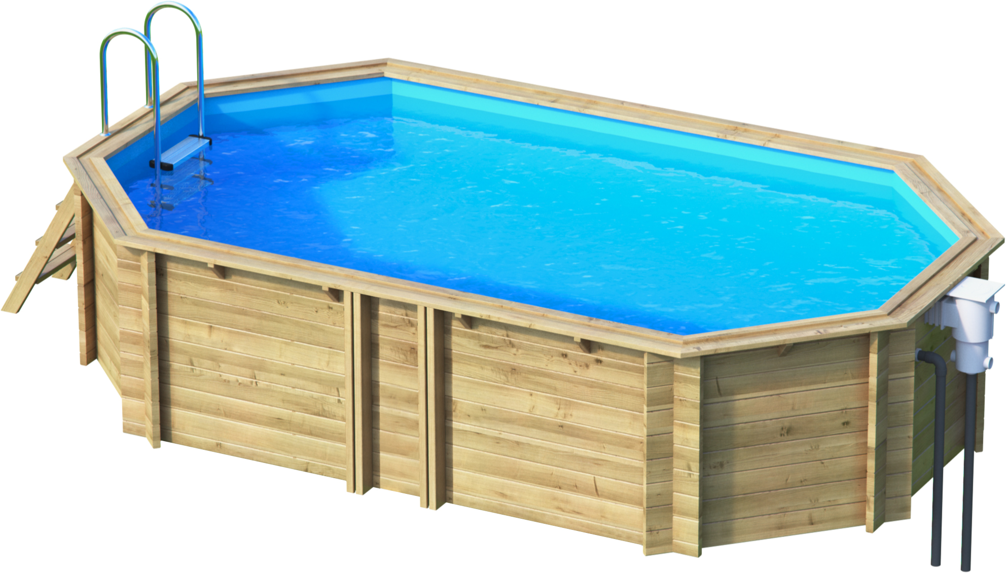 Holzpool Set Tropical Dream 510 Octo, Massivholz Pool 495 x 345 x 120 ...